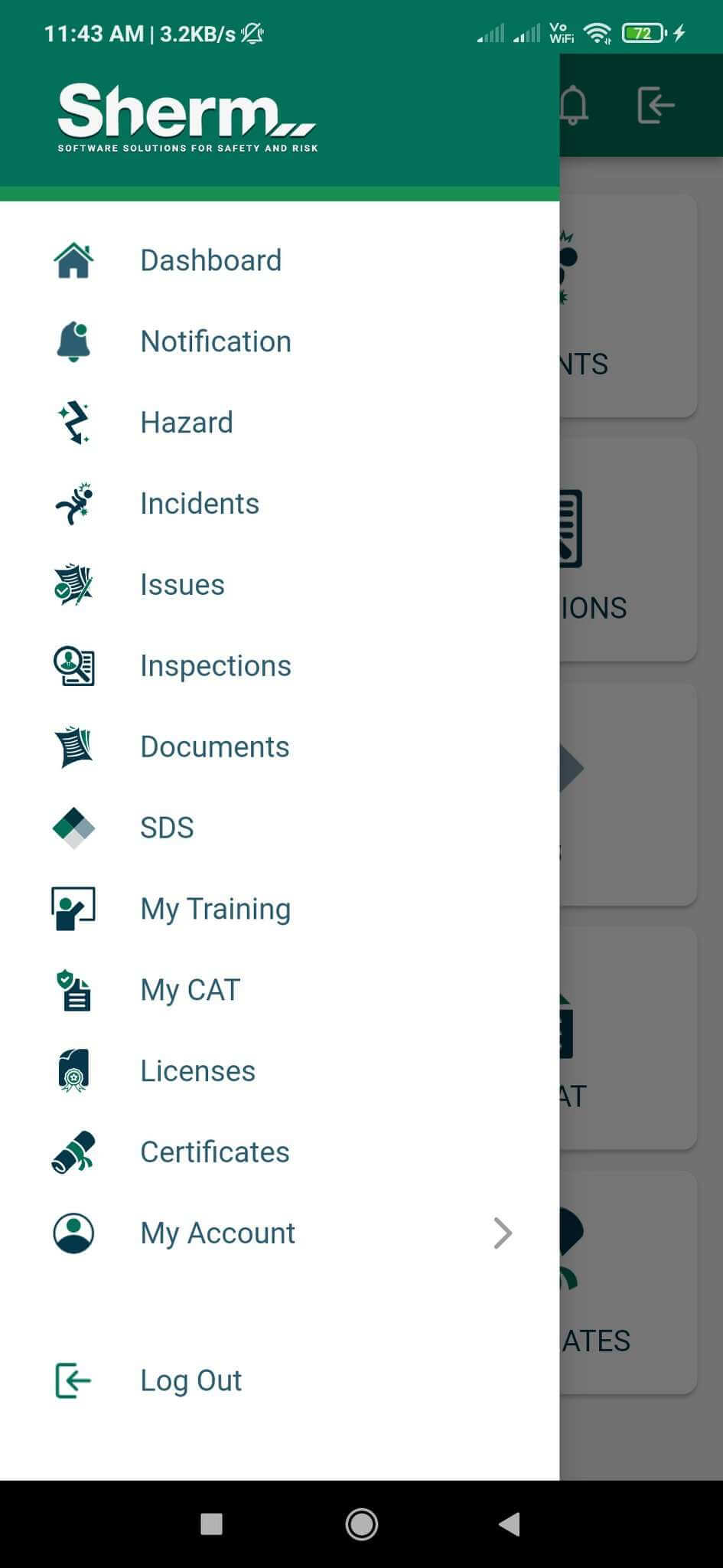 Sherm Mobile Menu - Safety For Life